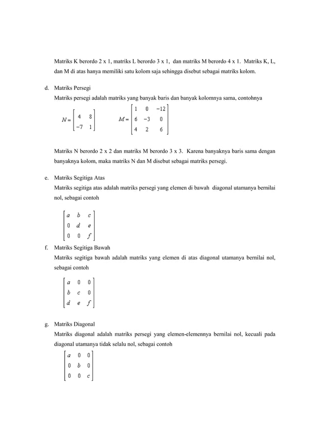 Pengertian dan jenis matriks | PDF