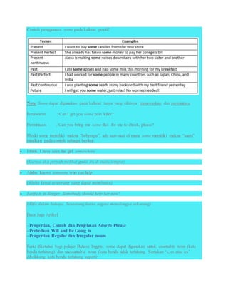 Pengertian dan penggunaan some and any | DOCX