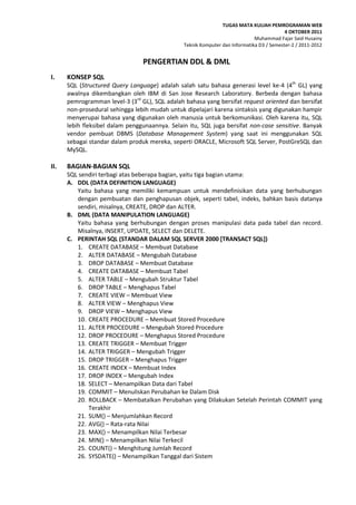 Pengertian DDL & DML | PDF
