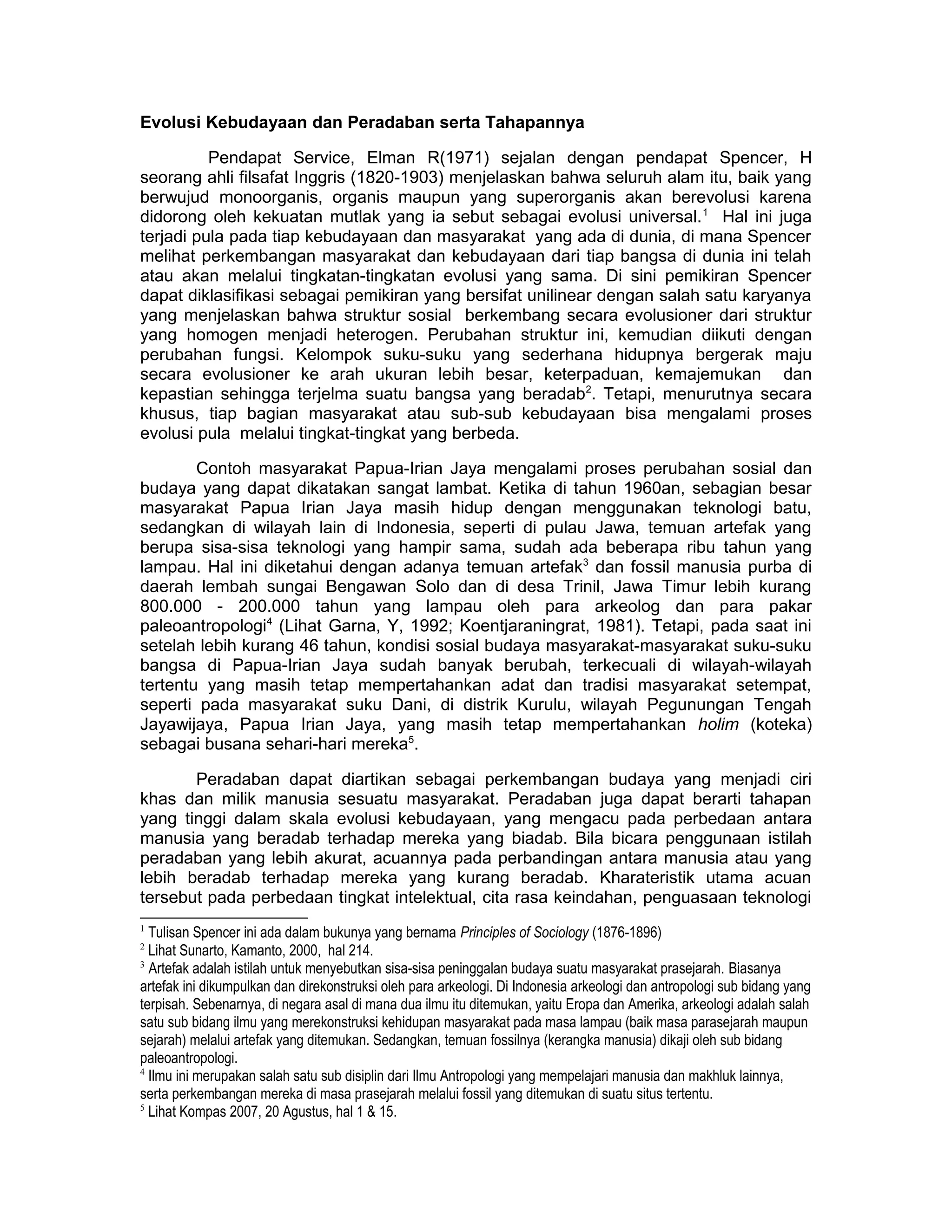 Pengertian evolusi kebudayaan | DOC