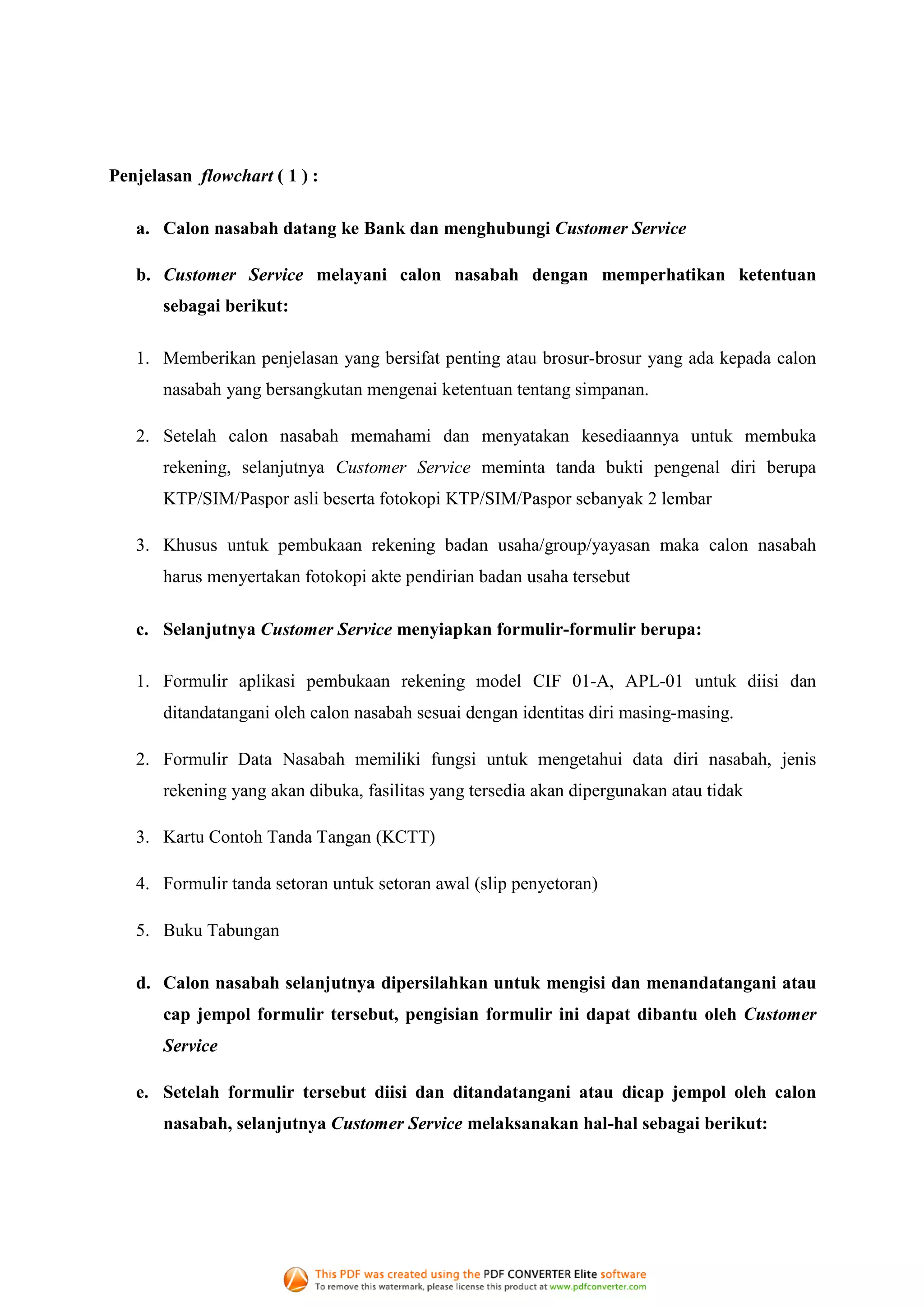 flowchart pembukaan rekening baru | PDF
