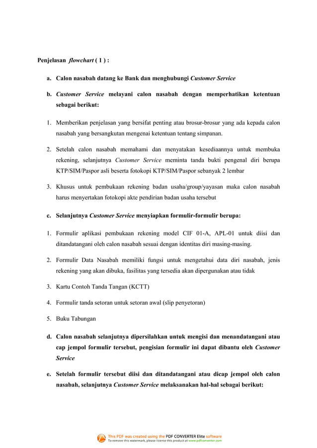 flowchart pembukaan rekening baru | PDF