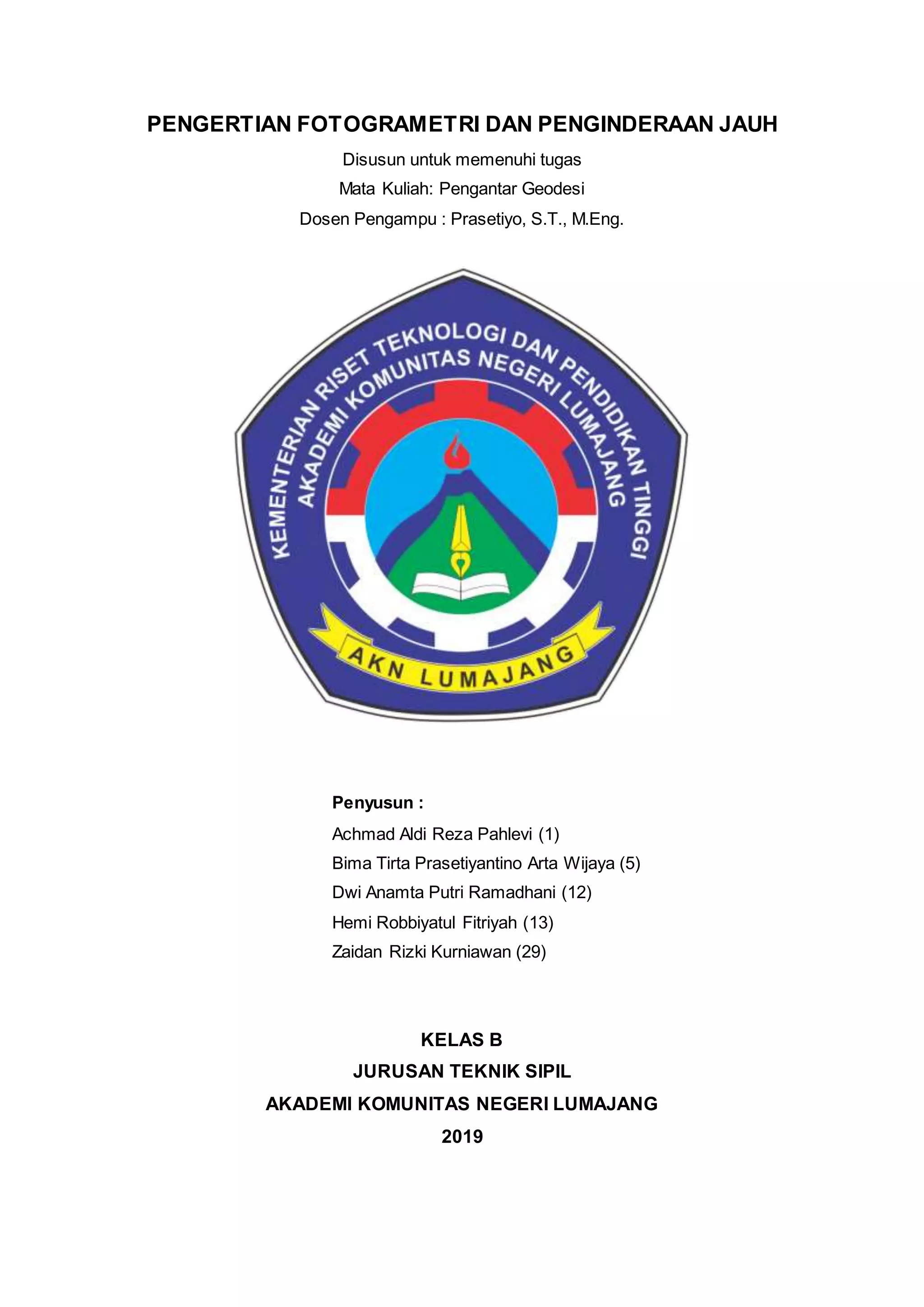 Pengertian Fotogrametri dan Penginderaan Jauh | DOCX