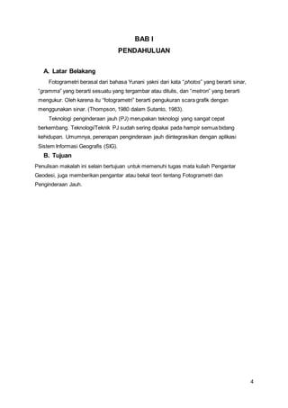 Pengertian Fotogrametri dan Penginderaan Jauh | DOCX