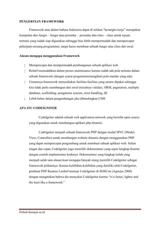 Apa Itu Framework CodeIgniter? | PDF