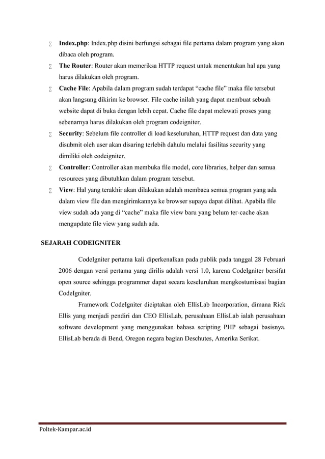 Apa Itu Framework CodeIgniter? | PDF