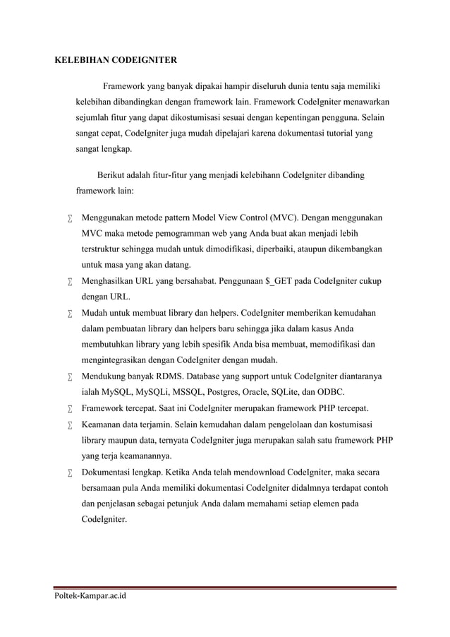 Apa Itu Framework CodeIgniter? | PDF