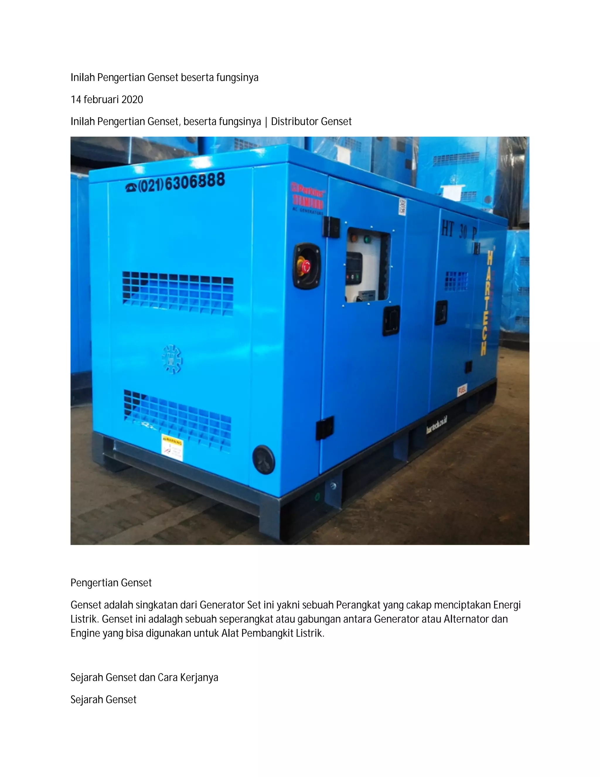 Pengertian genset | PDF