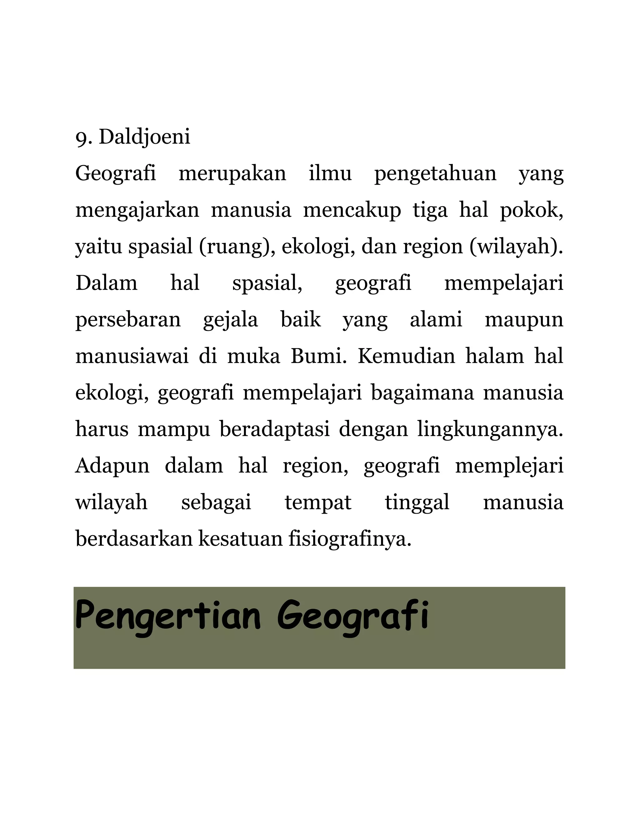 Pengertian geografi | DOCX