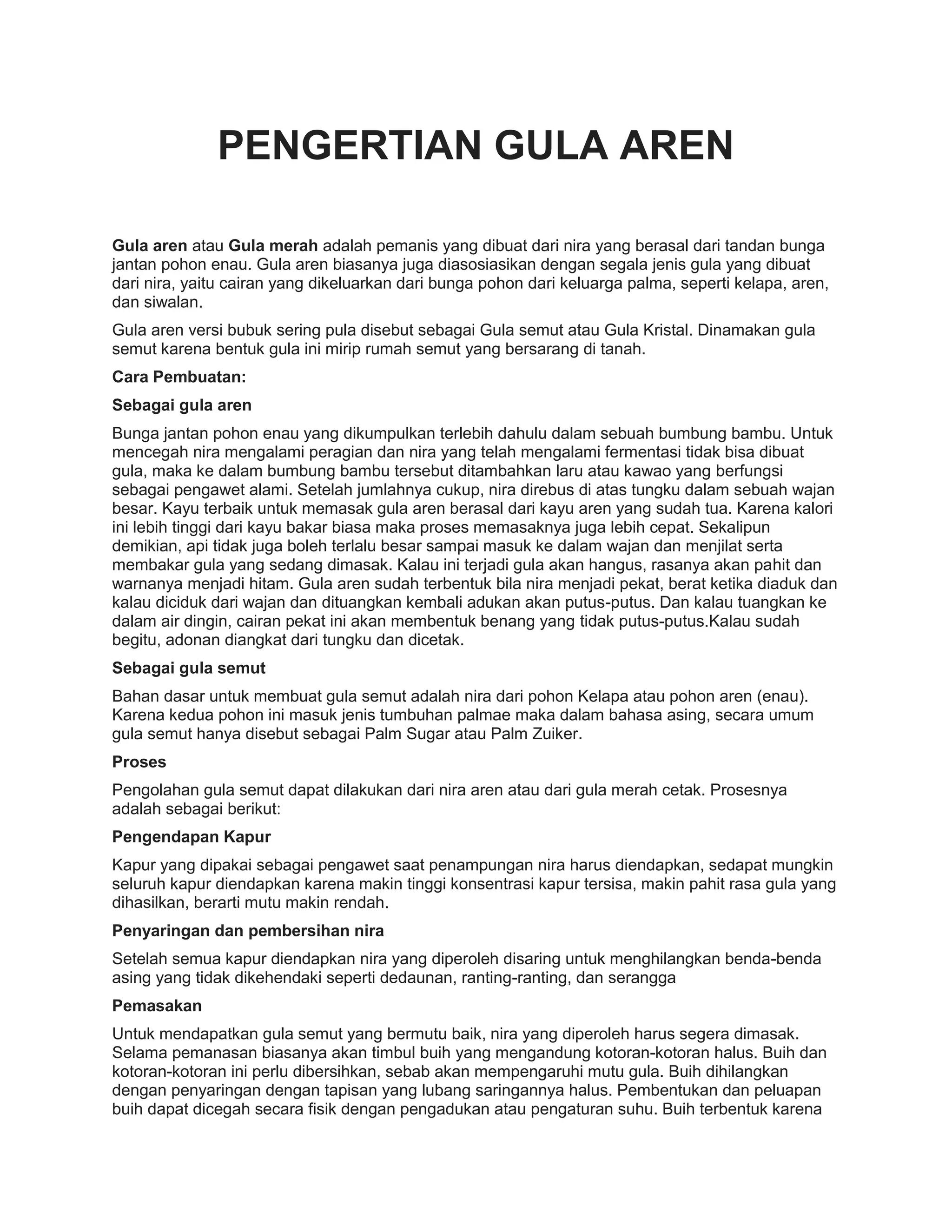 Pengertian gula aren | PDF
