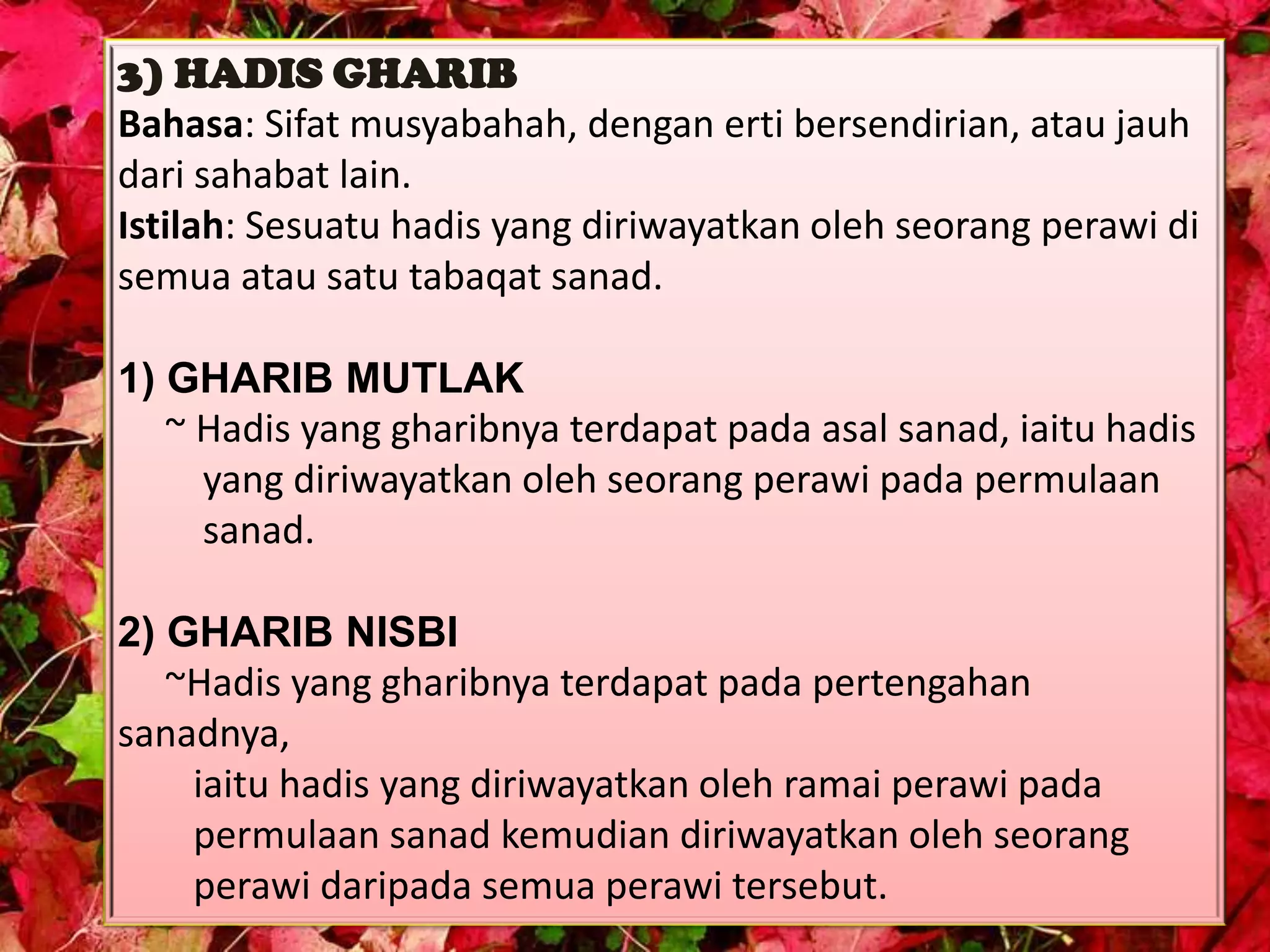 Pengertian hadis dan pembahagiannya | PPTX