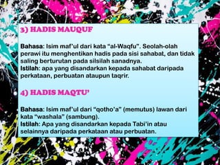 Pengertian hadis dan pembahagiannya | PPTX