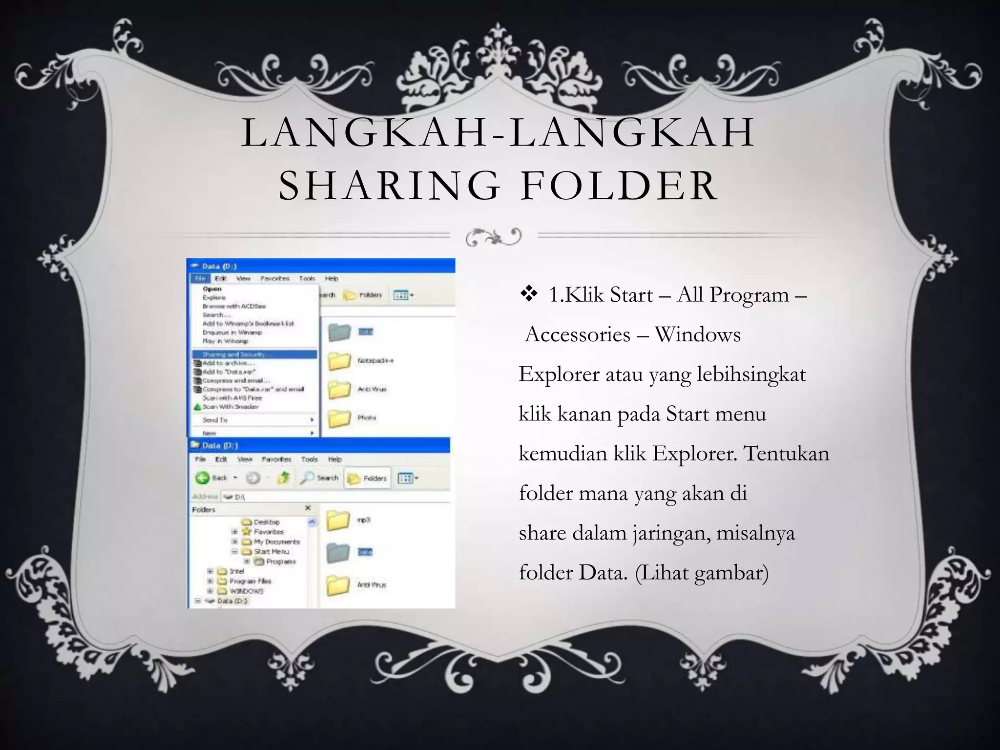 Langkah-langkah sharing folder | PPT