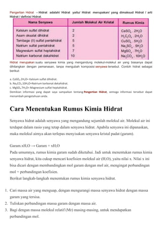 Pengertian hidrat | PDF