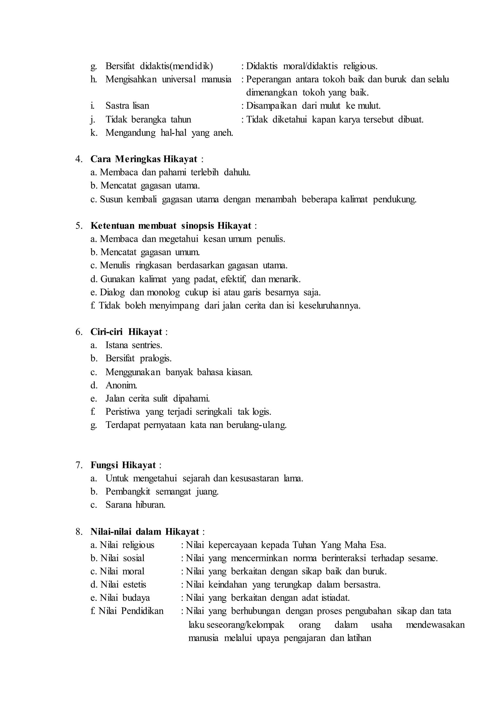 Pengertian, Unsur, Karakter, dan Ciri-Ciri Hikayat DOCX | DOCX