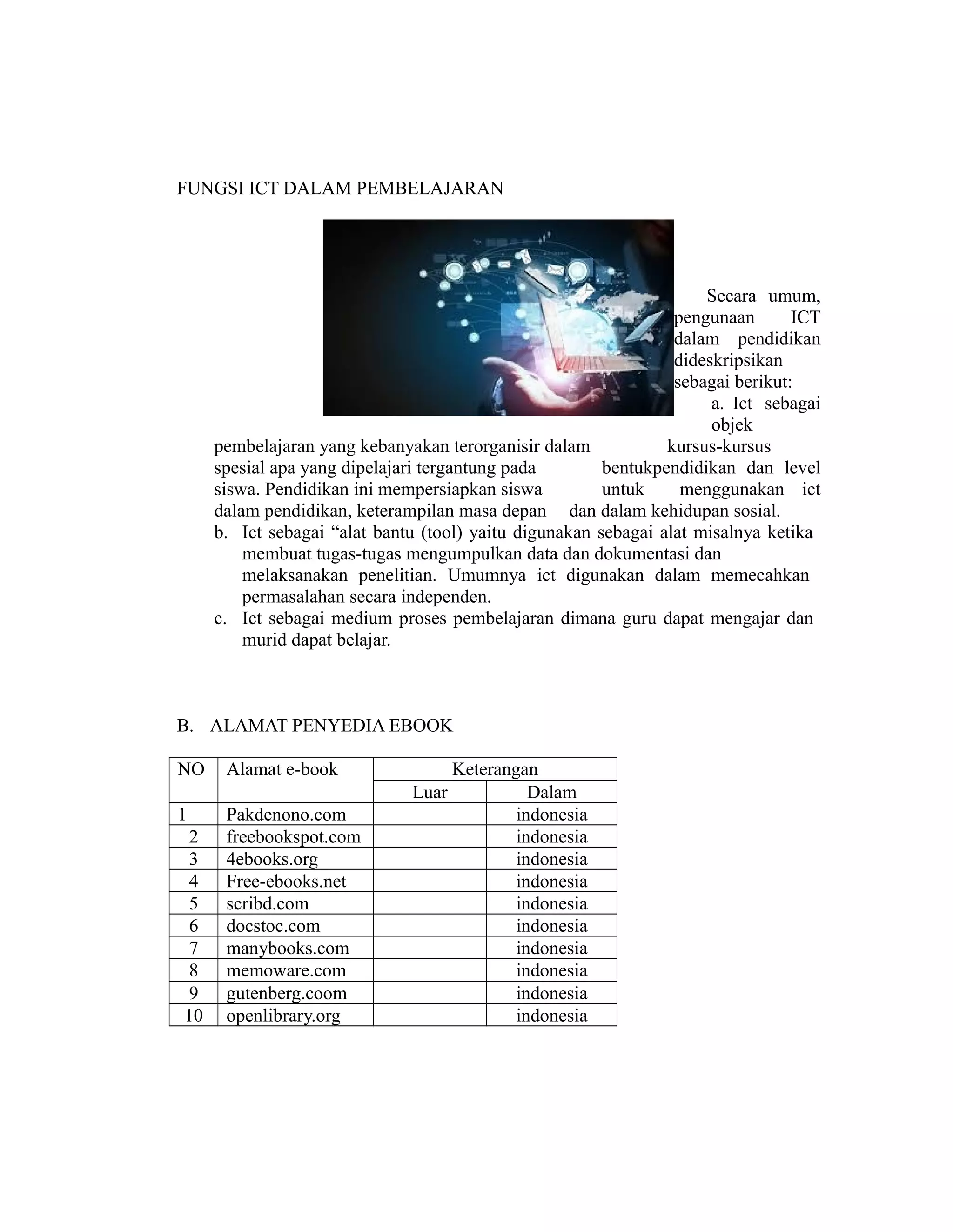Pengertian ict dan fungsi | PDF