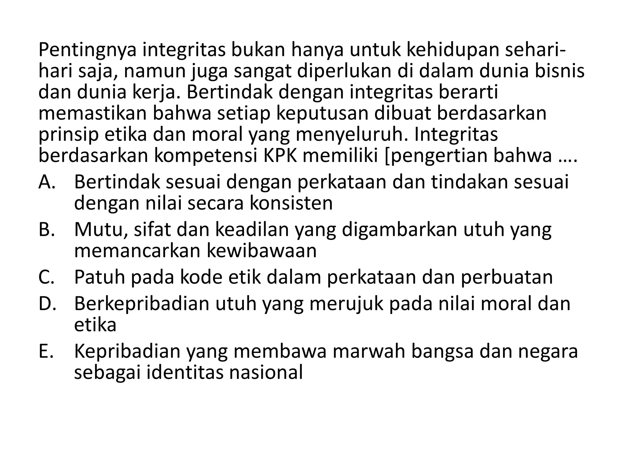 Pengertian Integritas Budaya Perilaku... | PDF