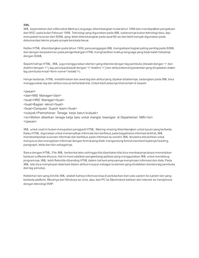 PENGERTIAN TENTANG PHP, MYSQL, CSS, HTML DAN XML | DOCX