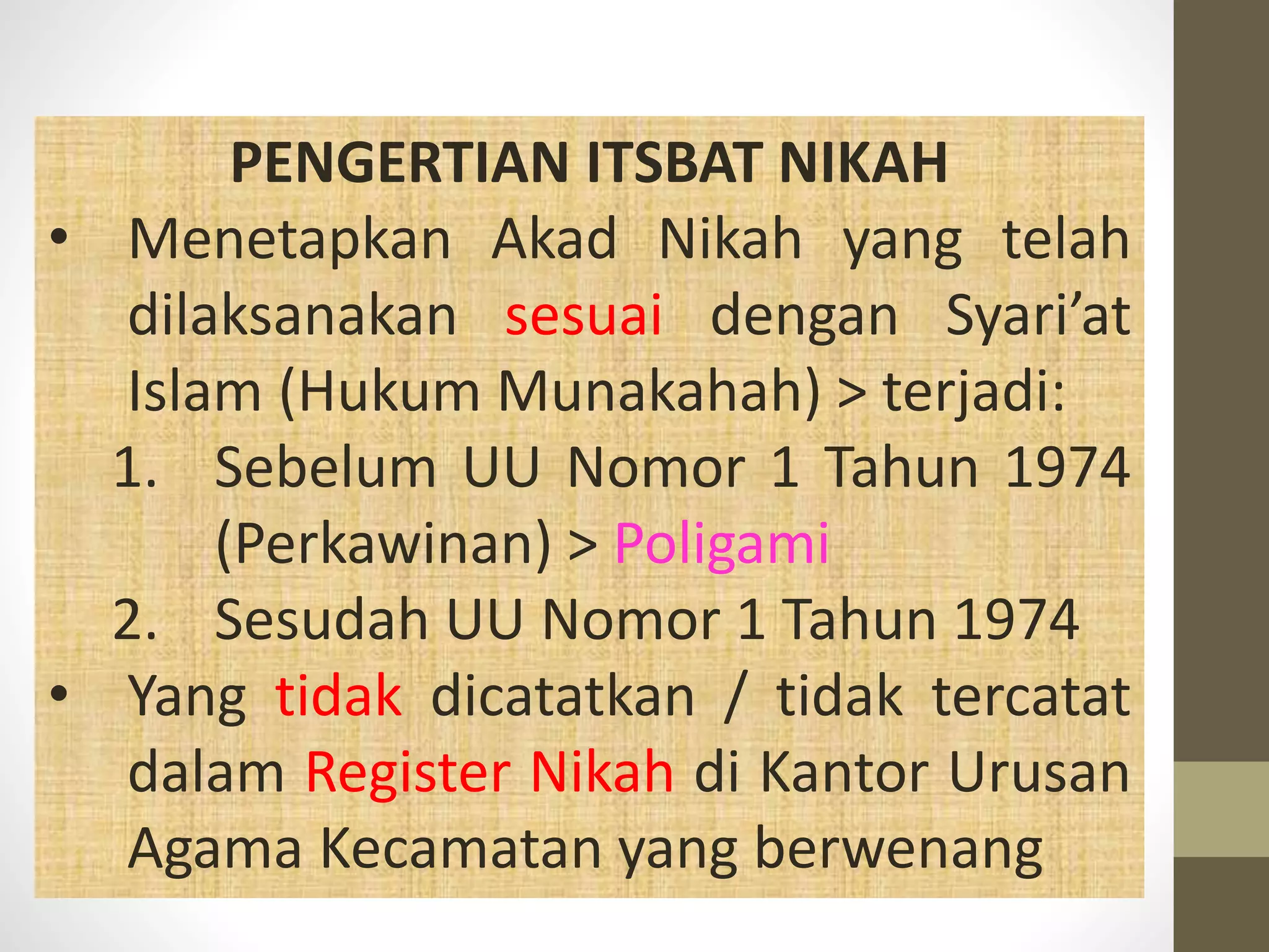 Pengertian itsbat nikah | PPTX