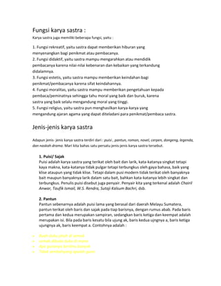 Pengertian karya sastra | PDF