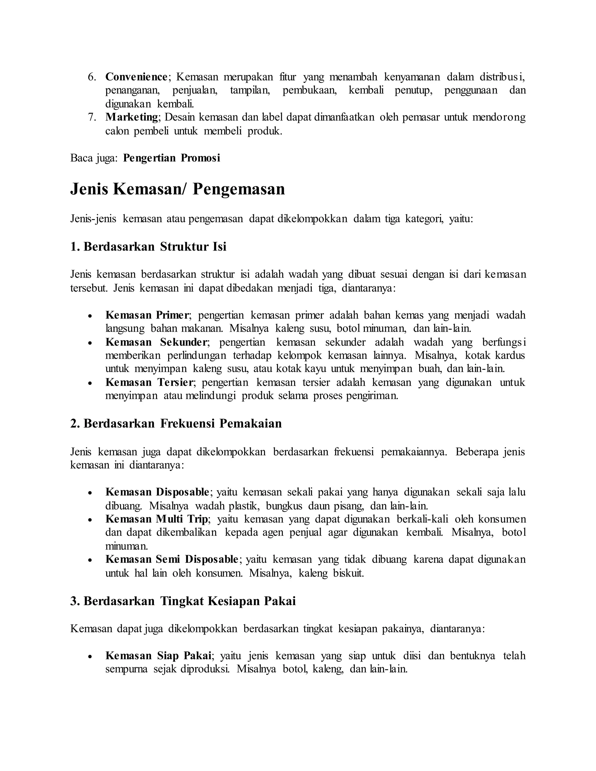Pengertian kemasan | DOCX