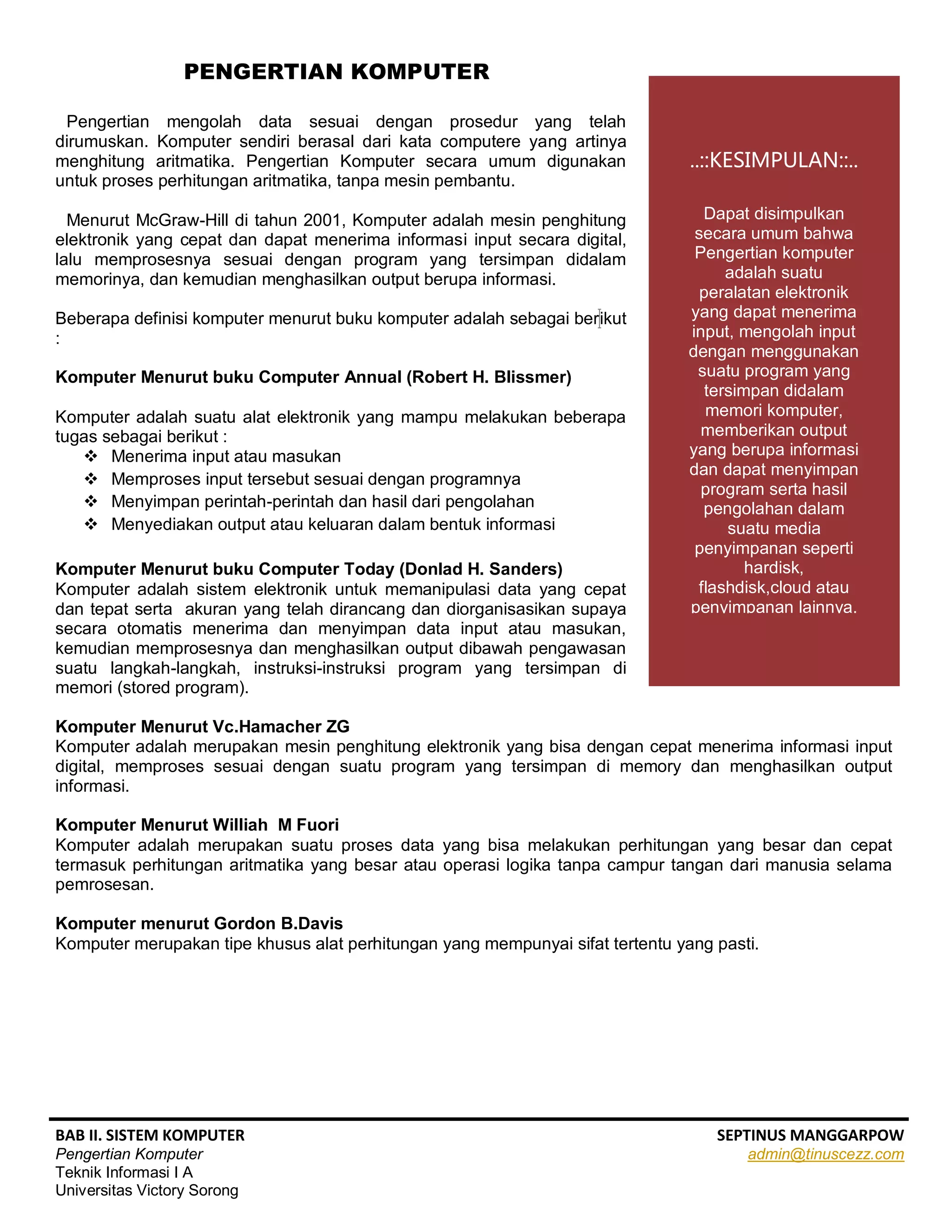 Pengertian komputer | PDF