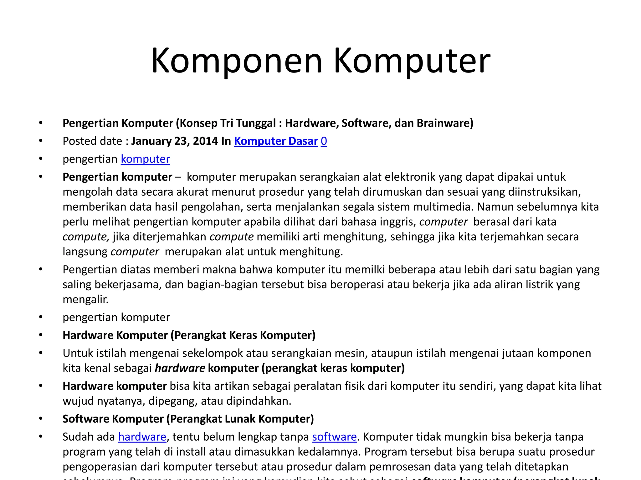 Pengertian komputer | PPTX