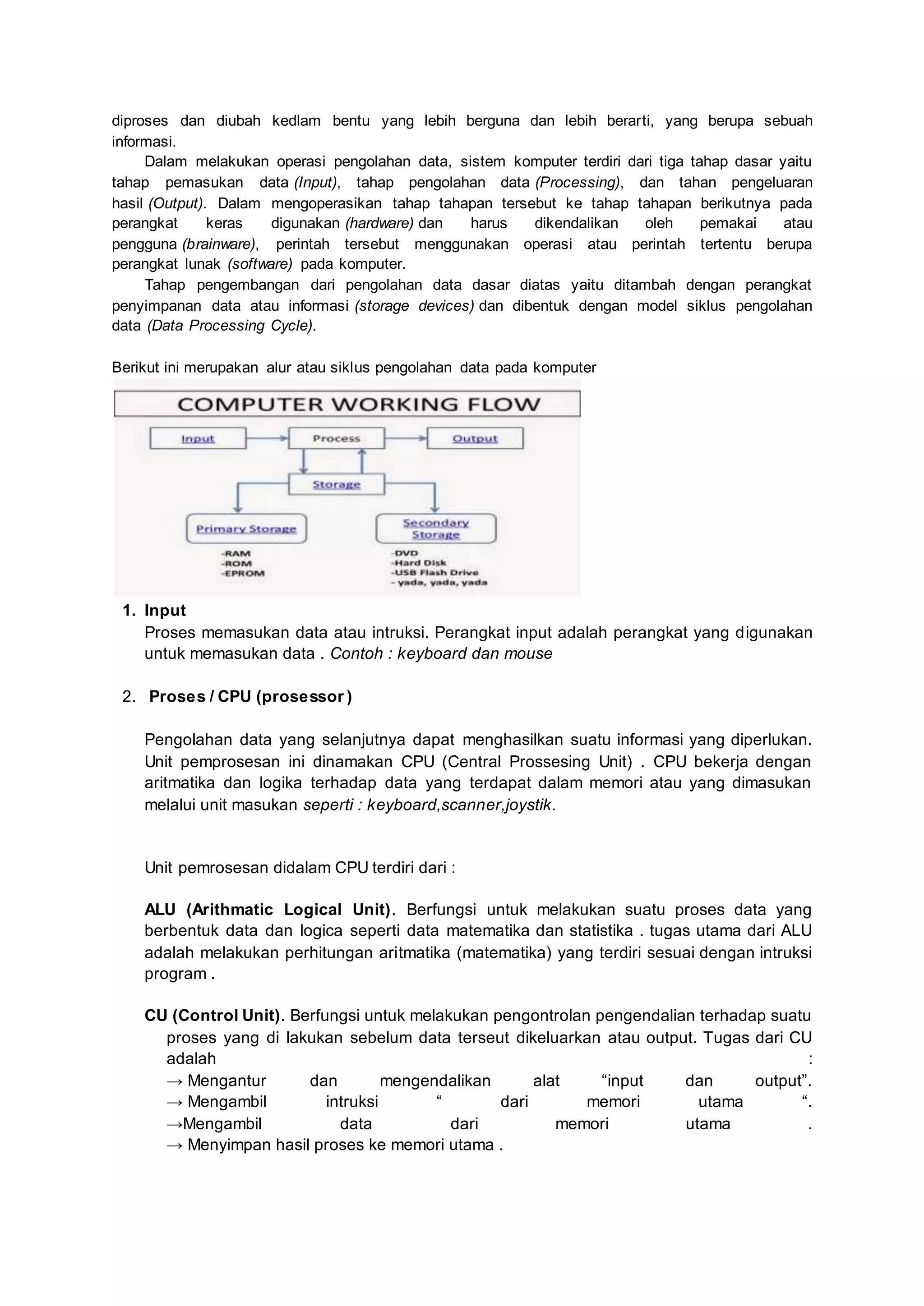 Pengertian komputer dan sistem komputer | DOCX