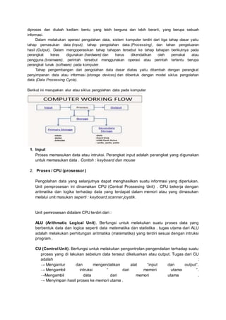 Pengertian komputer dan sistem komputer | DOCX