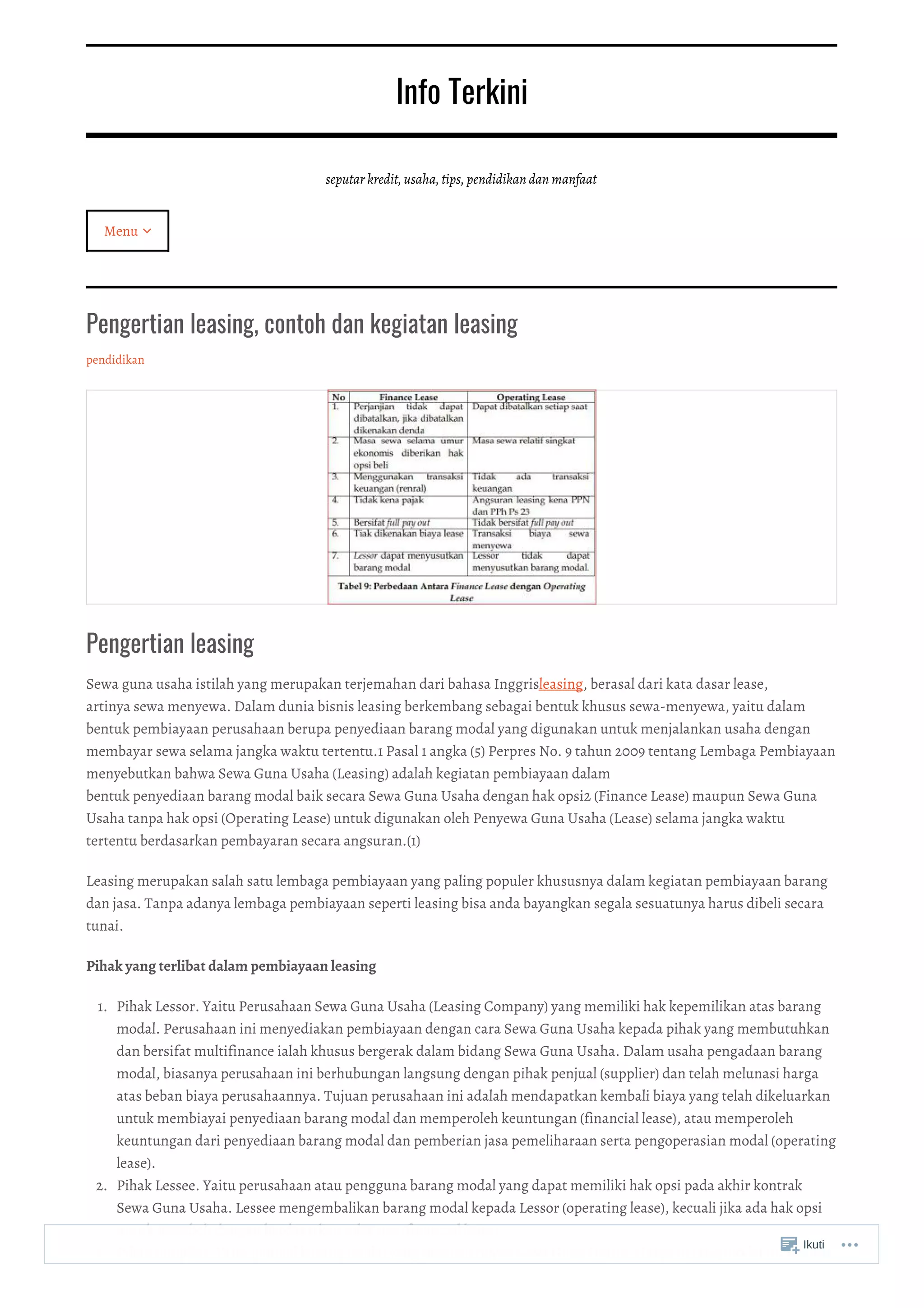 Pengertian leasing, contoh dan kegiatan leasing | PDF