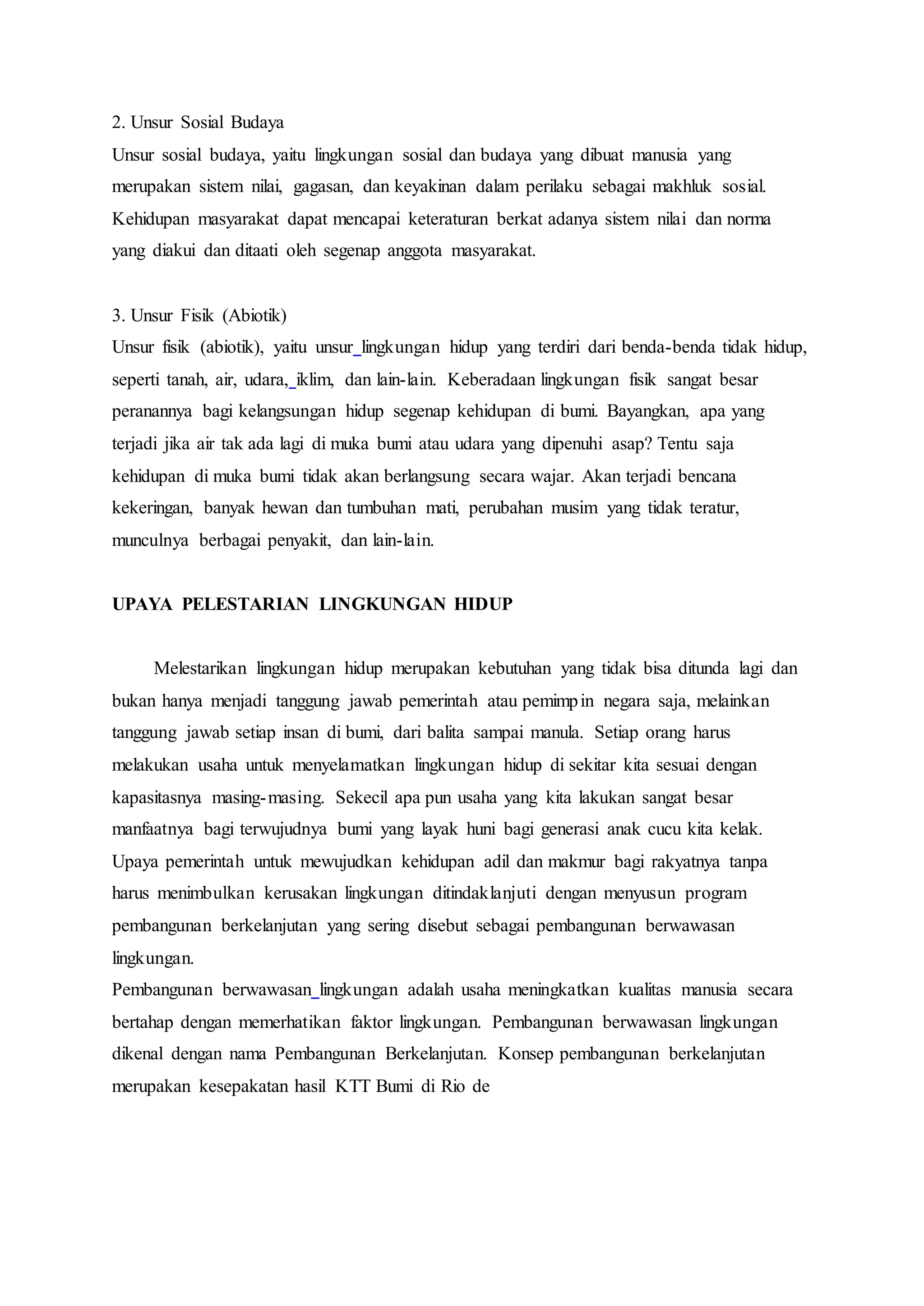 Pengertian lingkungan | DOCX