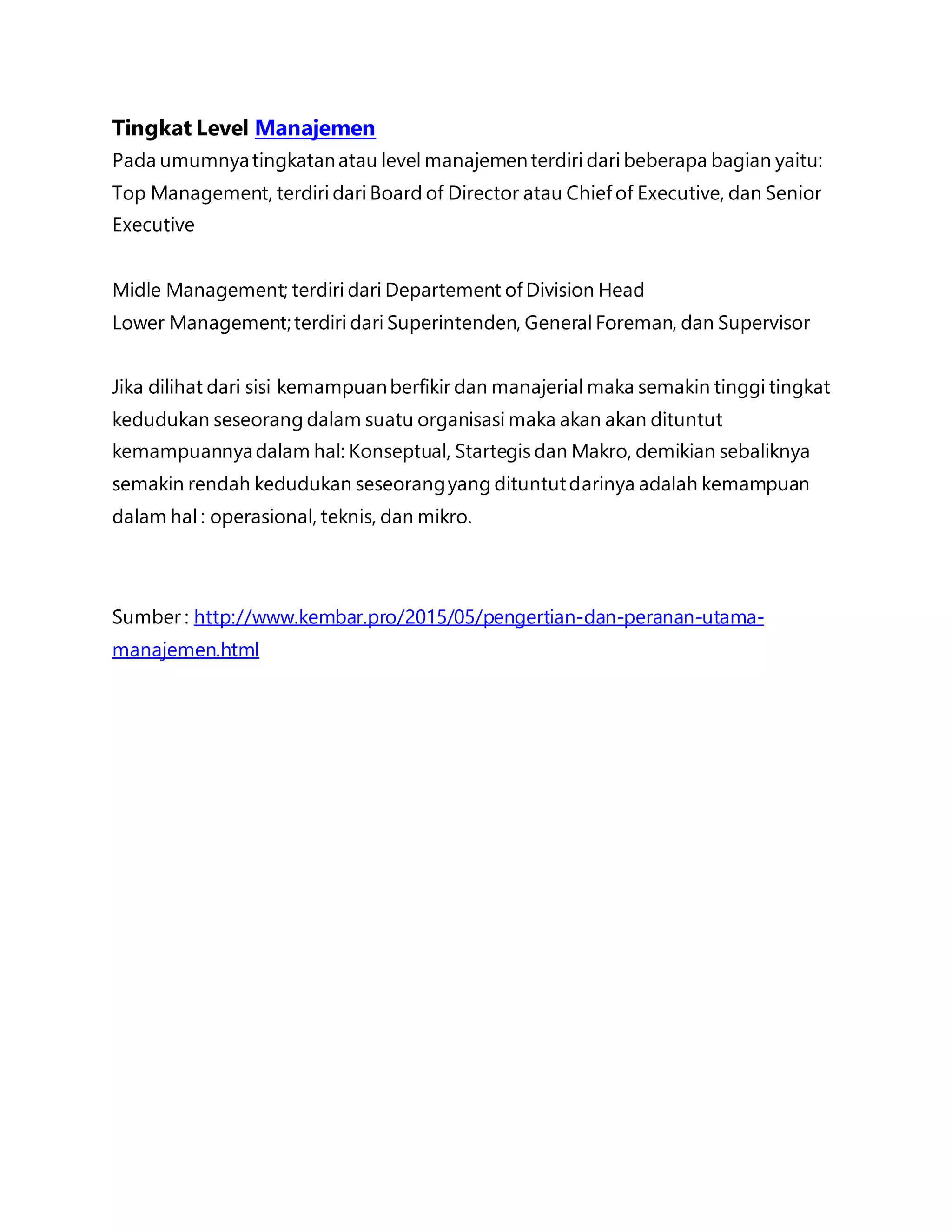 Pengertian dan Fungsi manajemen | DOCX