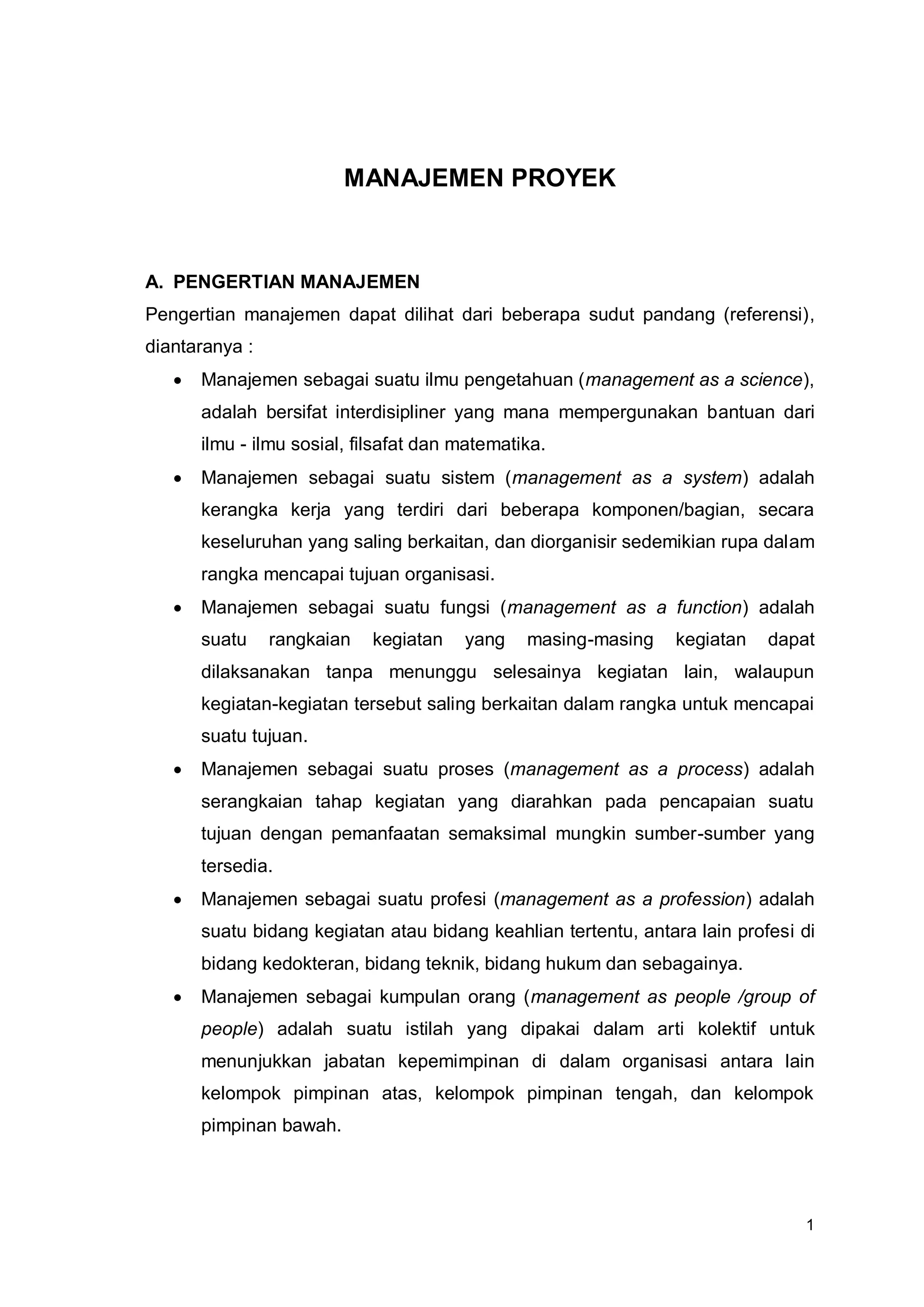 Pengertian manajemen proyek | PDF
