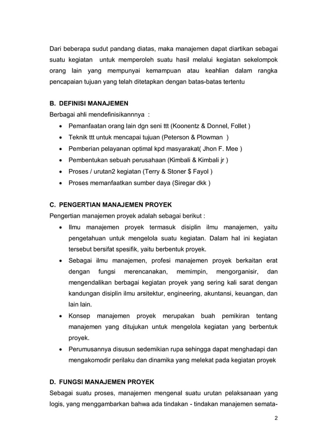 Pengertian manajemen proyek | PDF
