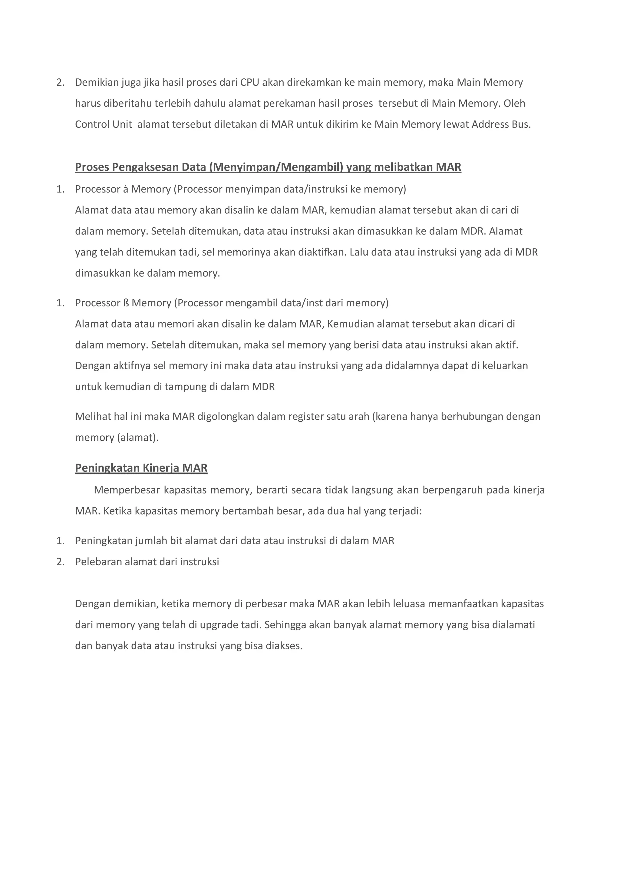 Pengertian mar (memory address register) | PDF