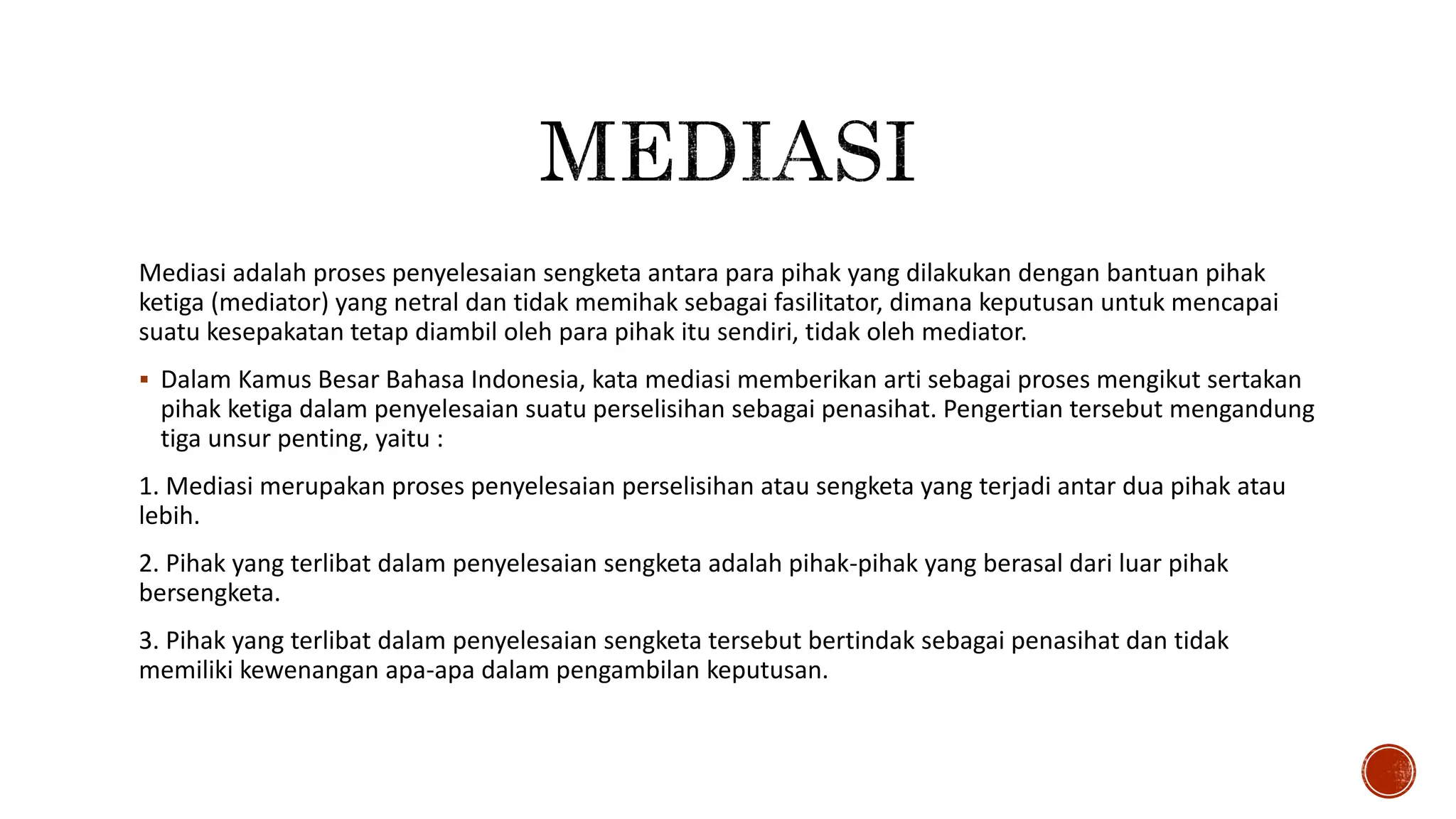 pengertian mediasi dari berbagai pandangan | PPTX