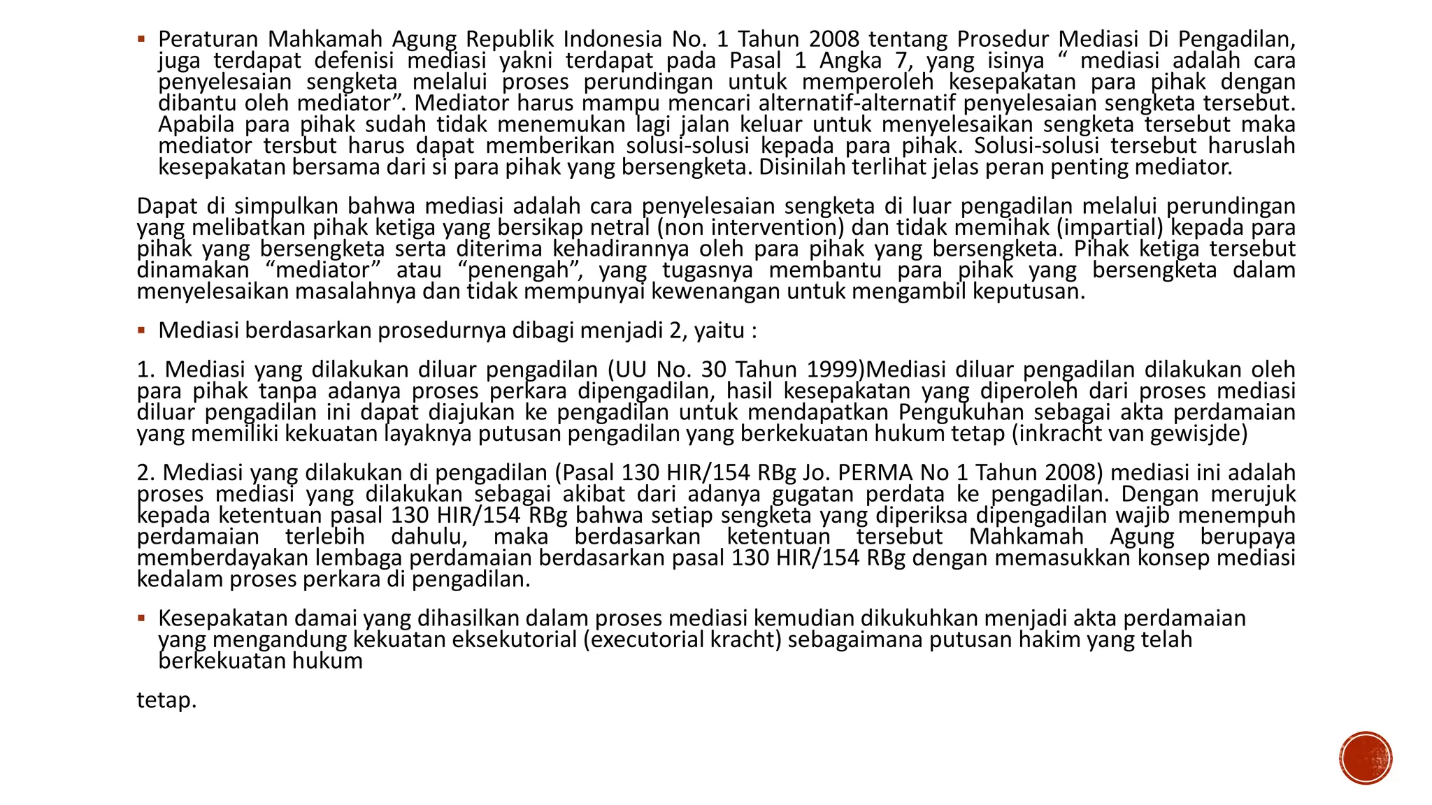 pengertian mediasi dari berbagai pandangan | PPTX