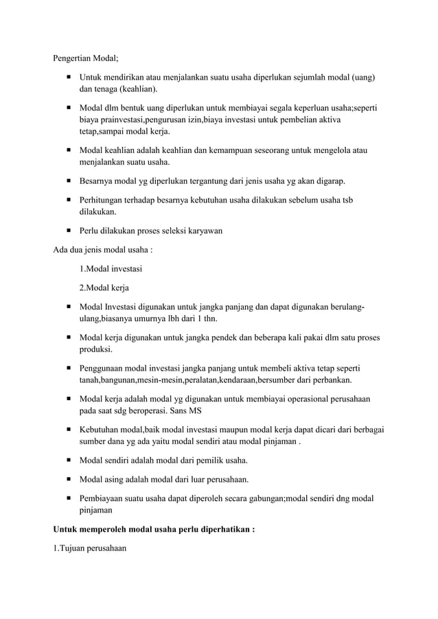 Pengertian modal | DOCX