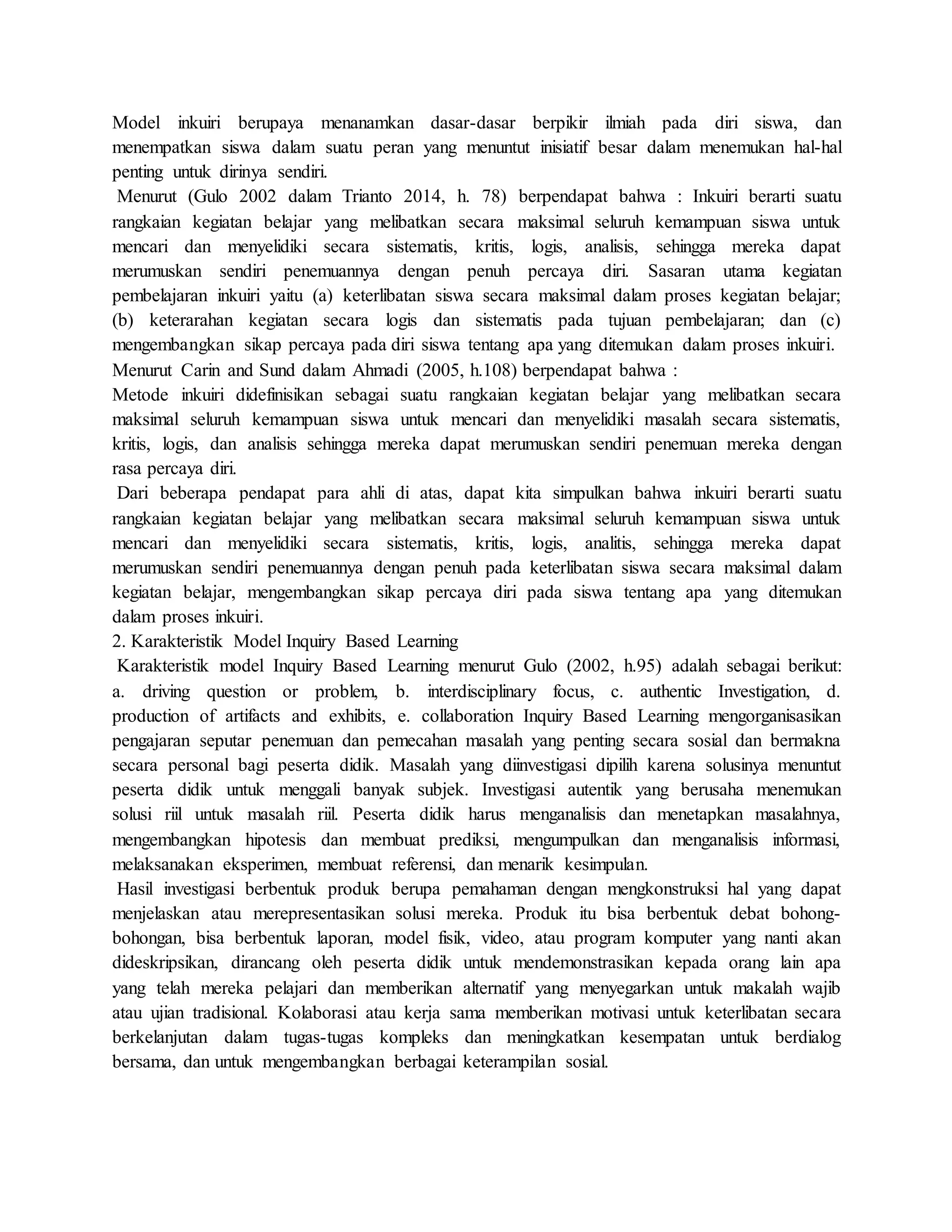 Pengertian model inquiry based learning versi 2 | DOCX