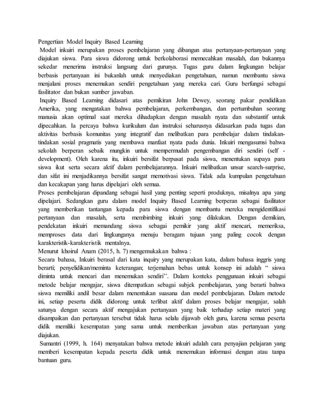 Pengertian model inquiry based learning versi 2 | PDF