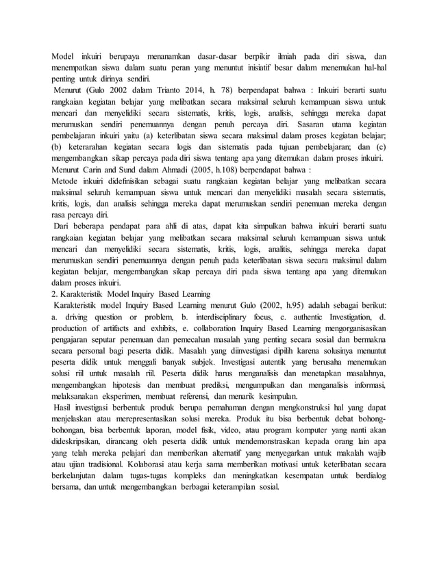 Pengertian model inquiry based learning versi 2 | PDF