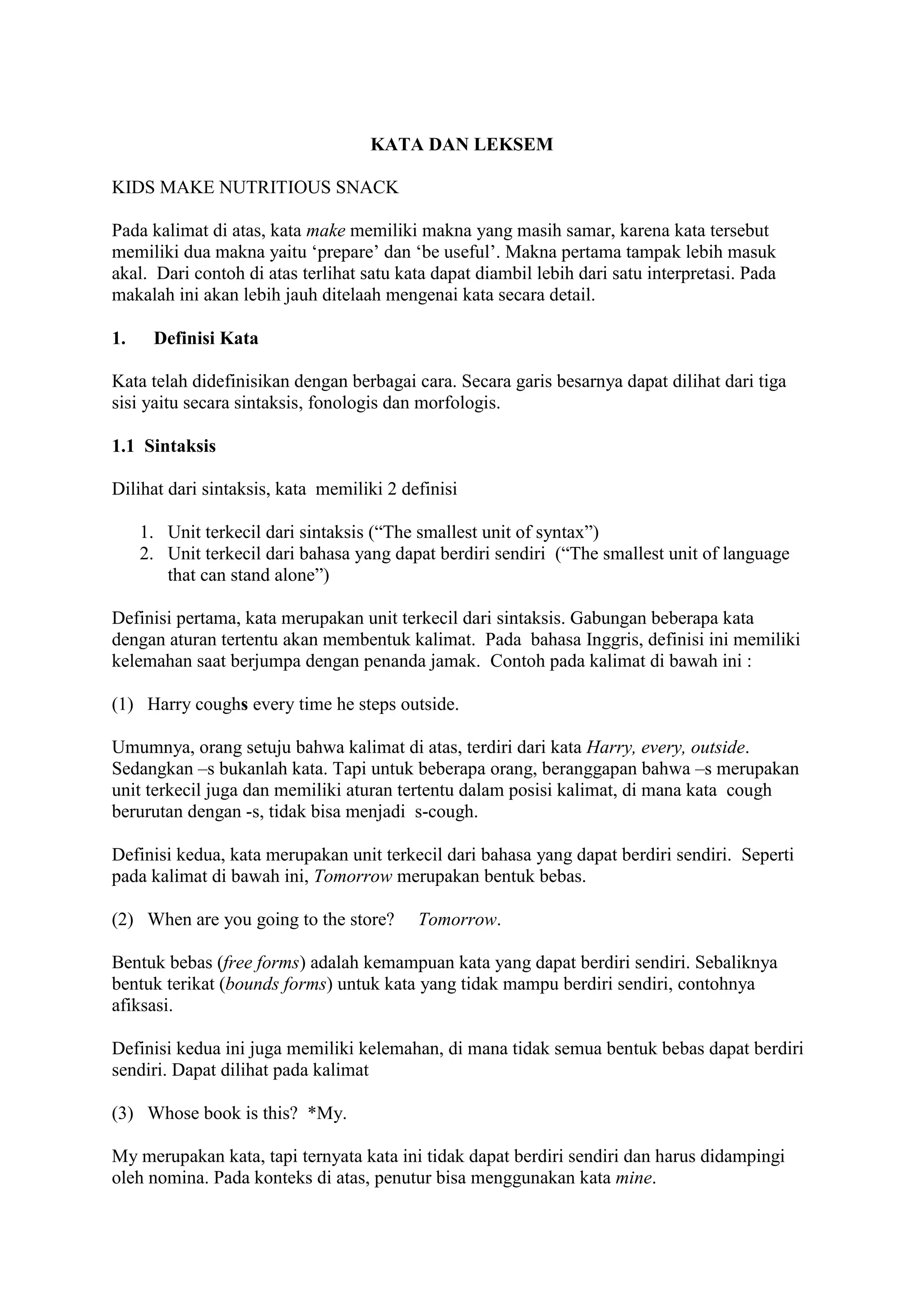 Pengertian morfem tugas | DOCX