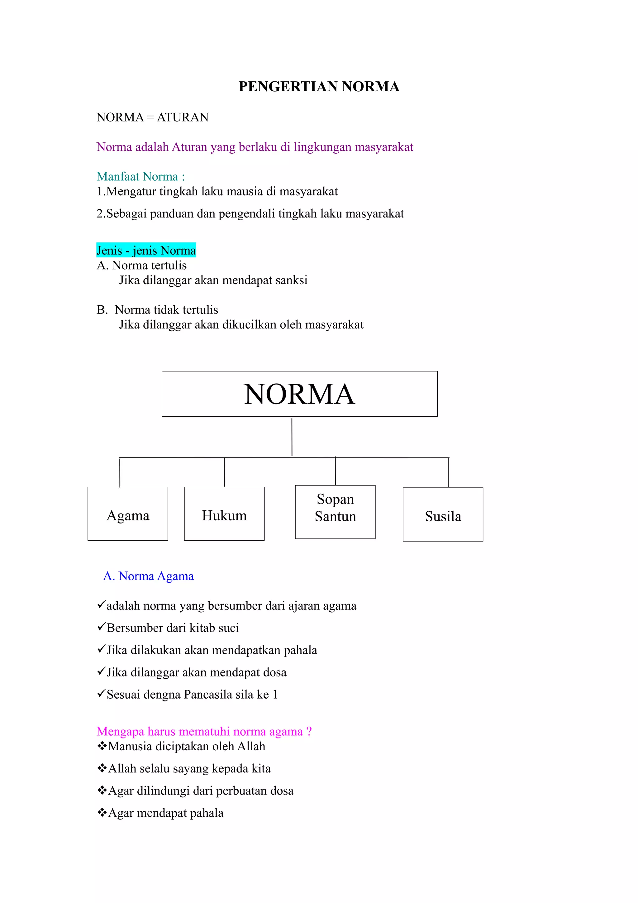 Pengertian norma | DOC