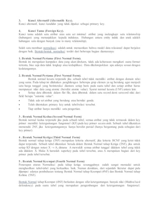 Pengertian normalisasi database dan bentuk | DOCX