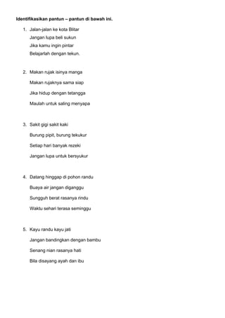 Pengertian Pantun, Ciri dan Contoh Bahasa Indonesia | DOCX