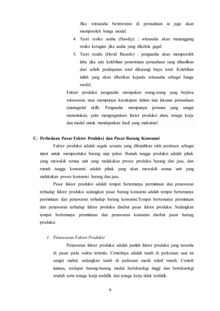 Pengertian pasar faktor produksi (pasar input) | DOCX