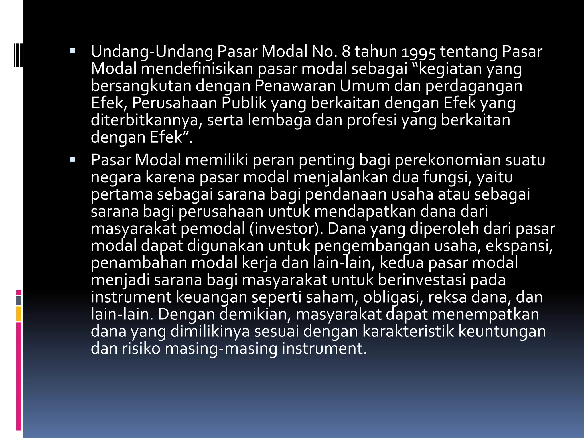 Pengertian pasar modal | PPT