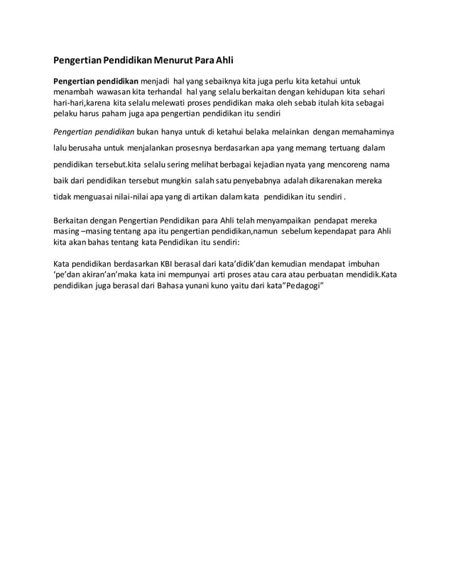 Pengertian pendidikan menurut para ahli | DOCX