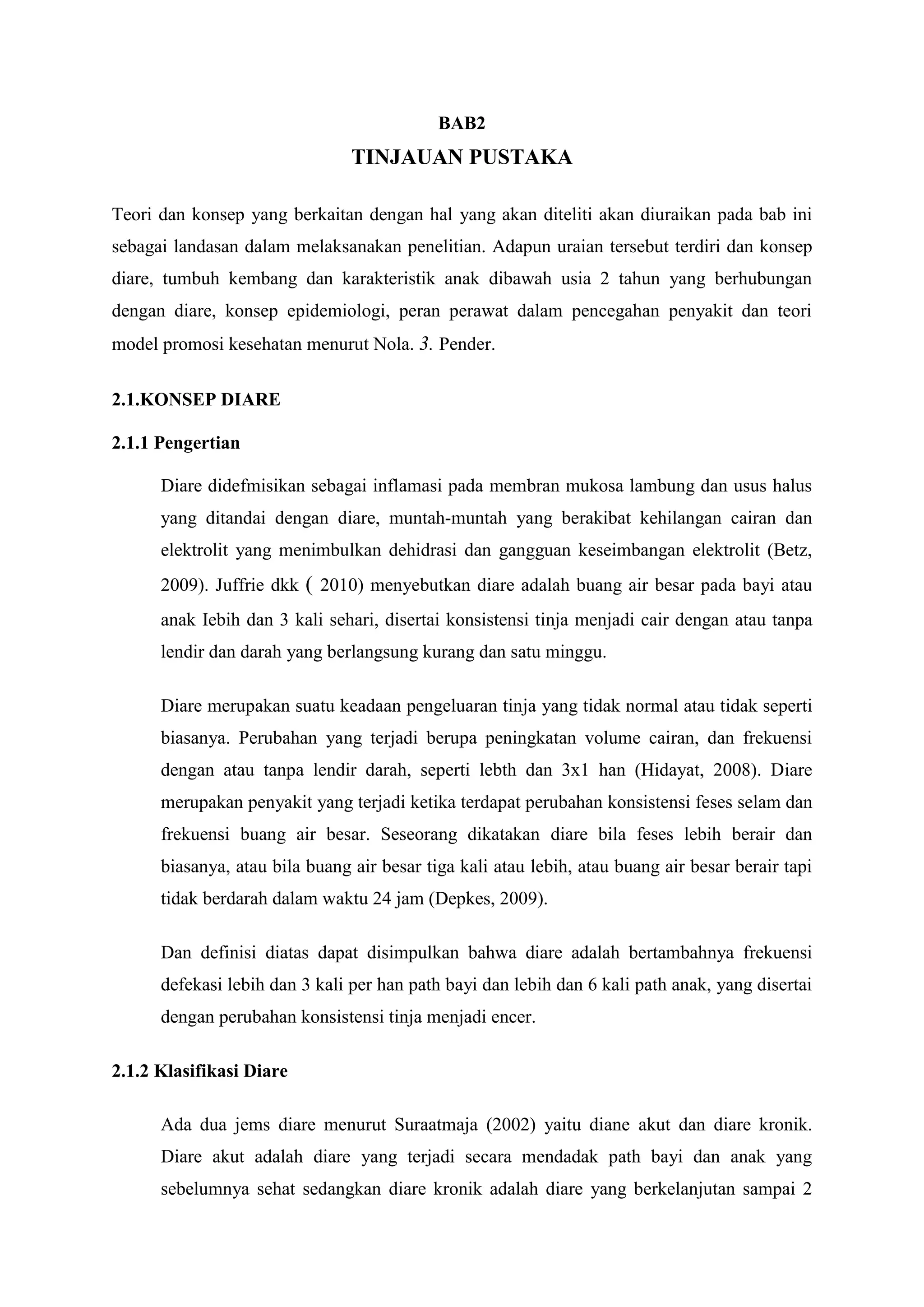Pengertian penyakit diare dan kerangka teori nya | DOCX