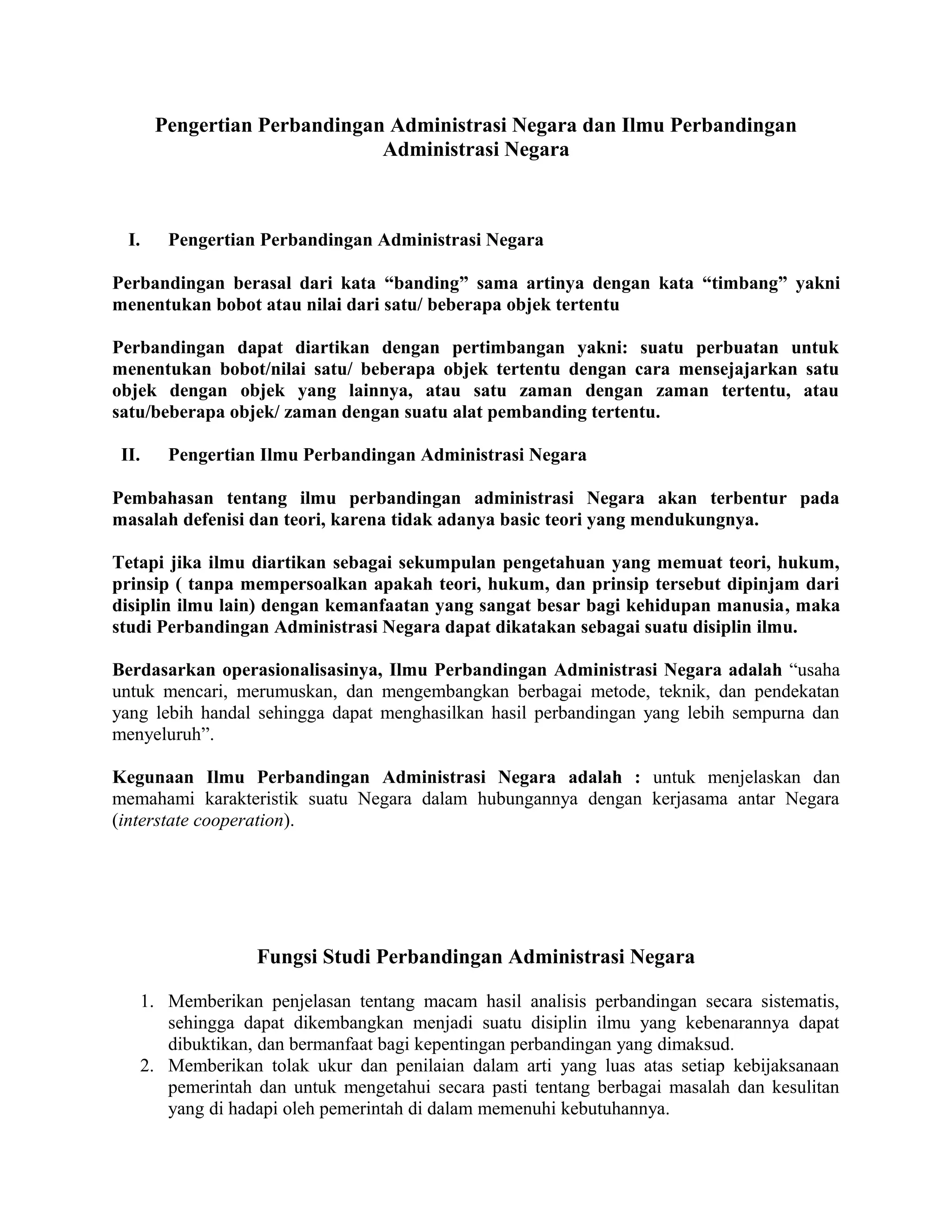 Pengertian perbandingan administrasi negara dan ilmu perbandingan ...